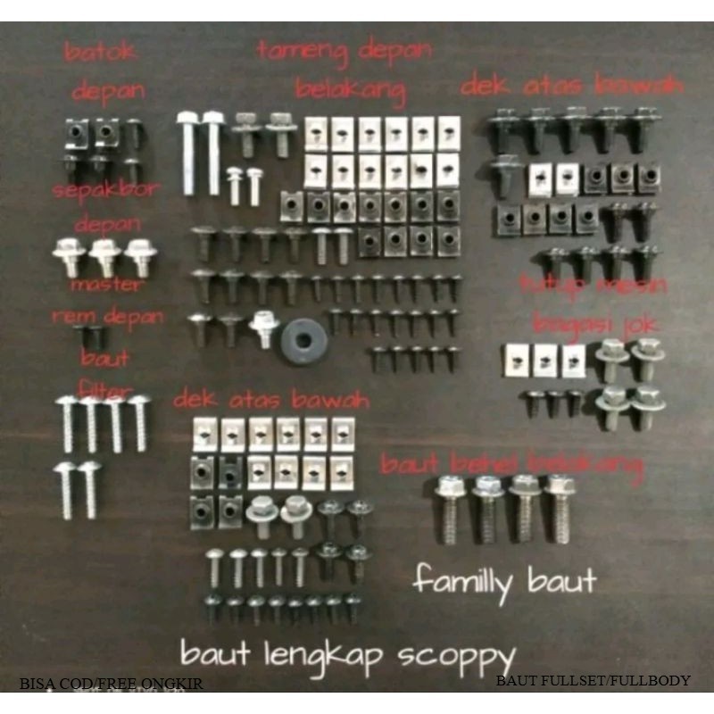 Jual Baut Motor Baut/Baud full body (lengkap) Motor Scoopy Karbu ...