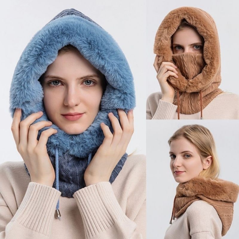 Jual Topi Kupluk Syal Bulu Musim Dingin Topi Winter / Salju | Shopee ...