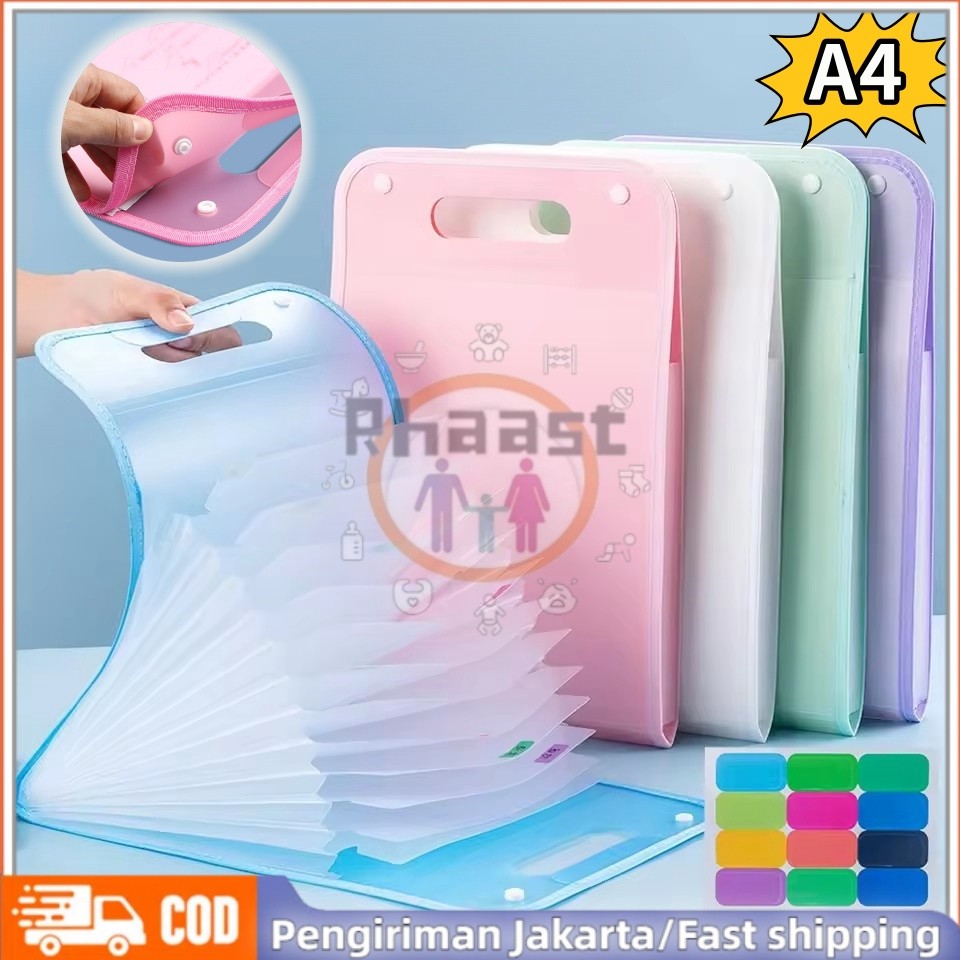 Jual Rhaast 13 Saku File Folder Portable A4 Huruf Macaron Warna Dokumen Organizer untuk Ruang ...