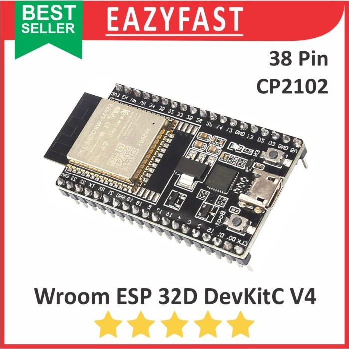 Jual ESP32D Wroom DevKitC V4 38 P Pin 38P ESP32 ESP 32 D 32D CP2102 USB C Arduino IoT Wifi ...