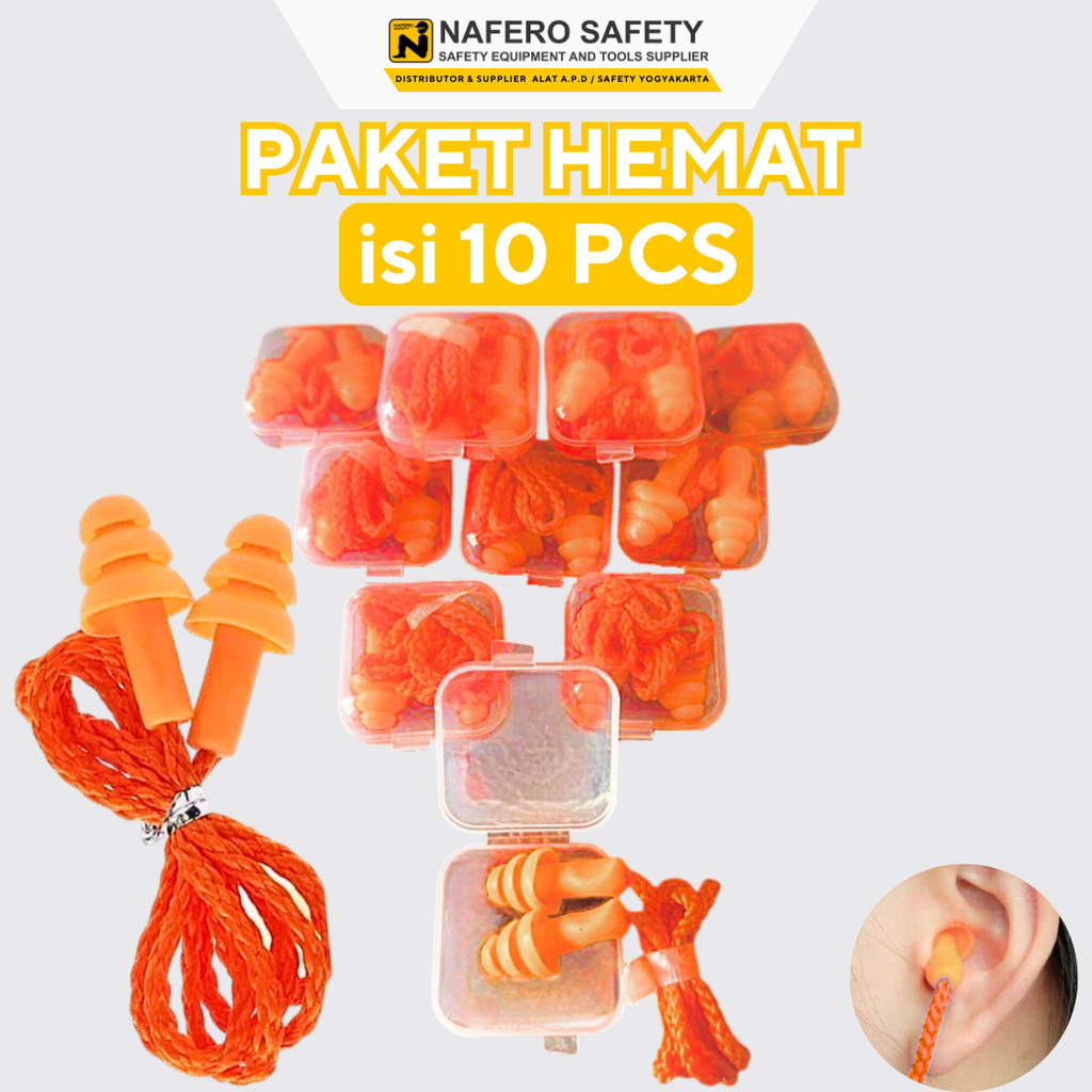 Jual [ PAKET HEMAT Isi 10 PCS ] EARPLUG silicon ORANGE Penutup Telinga Sumbat Telinga Ear Plug ...