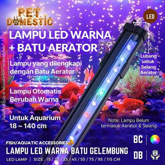 Jual LED Celup Lampu Batu Gelembung Airstone Aquarium Aerator Airator ...