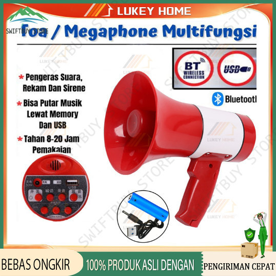 Jual 【COD】Megaphone Bluetooth USB Disk Recording Alert 5W - Pengeras ...
