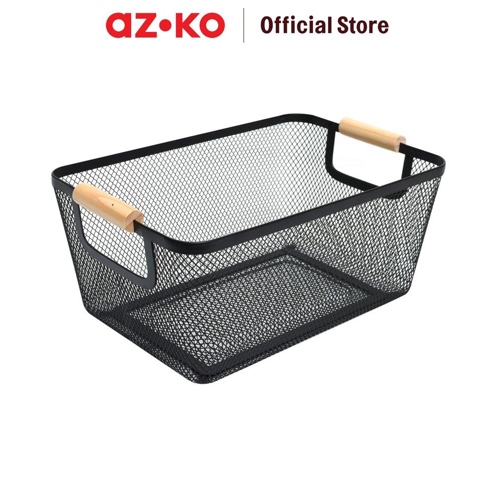 Jual AZKO Stora 31x23x13 cm Keranjang Penyimpanan Wood Handle - Hitam ...