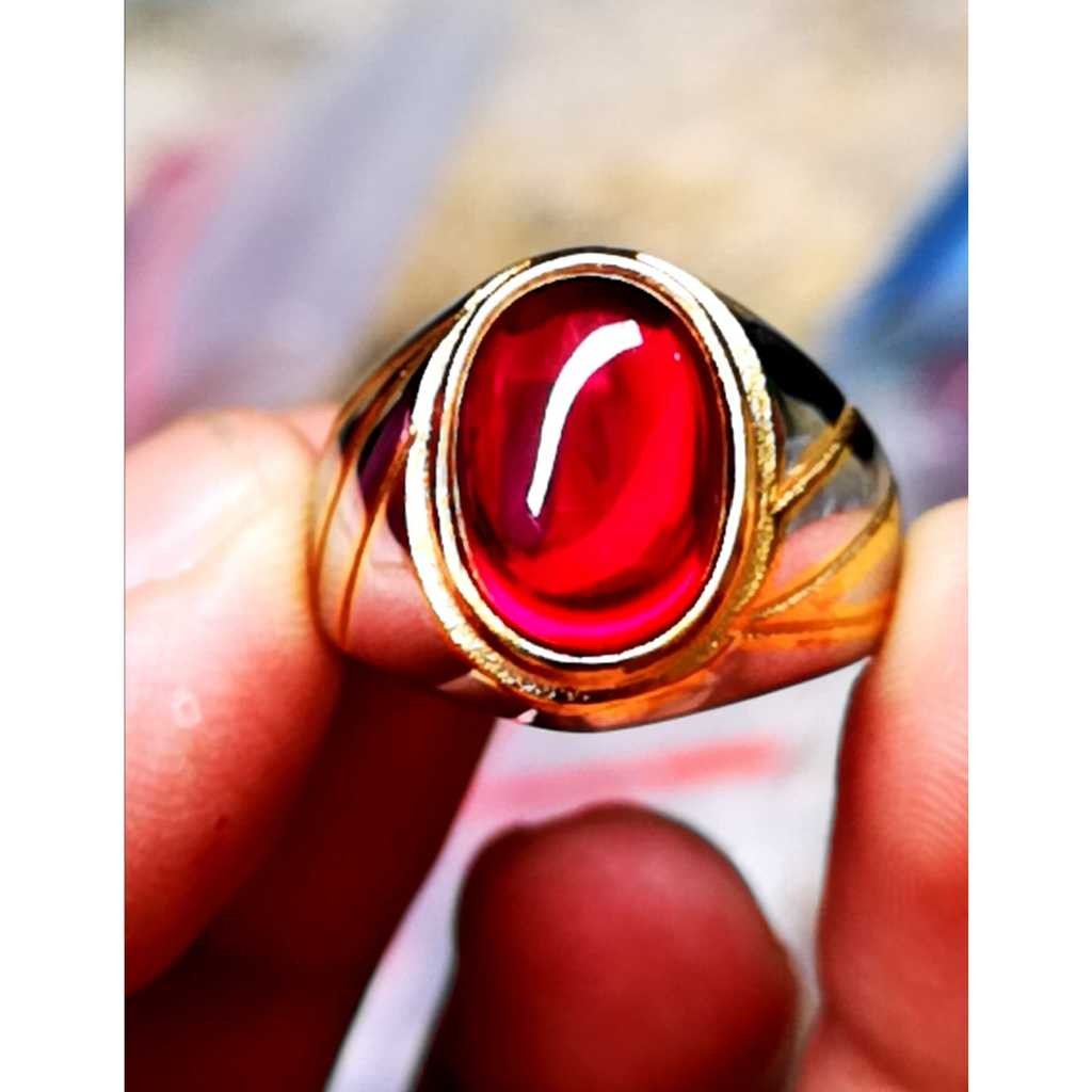 Jual Batu Cincin Pria Merah Delima Bangkok Super Mewah Termurah Super ...