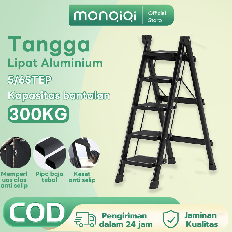 Jual MONQIQI Tangga Lipat Multifungsi 5/6 Step Tangga Rumah Lipat Tangga Besi Lipat Tangga Lipat ...