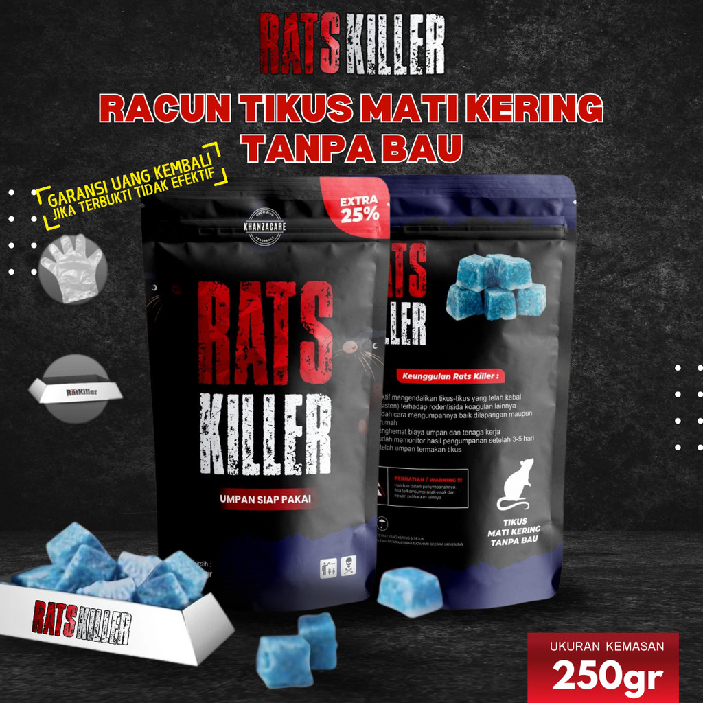 Jual RatKiller 250GR Racun Pembasmi Tikus Mati Kering Tanpa Bau / Umpan ...