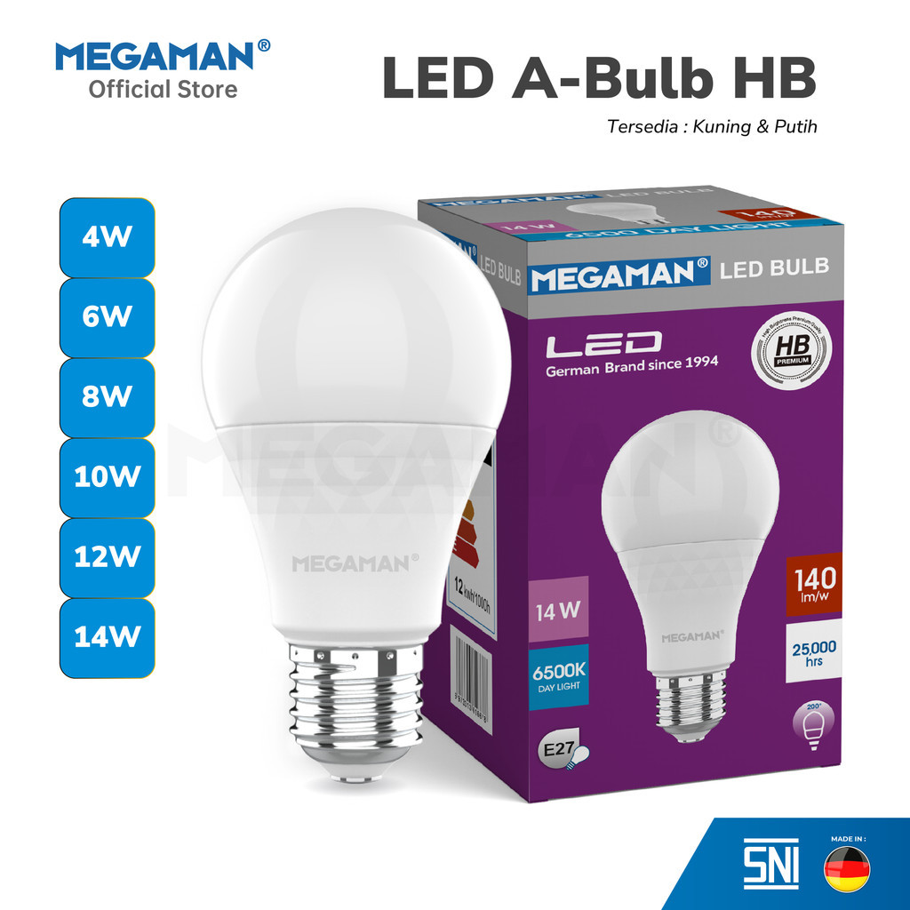 Jual Lampu Bohlam LED X-Serial HB MEGAMAN 4-14W E27 170-240V 3000K ...