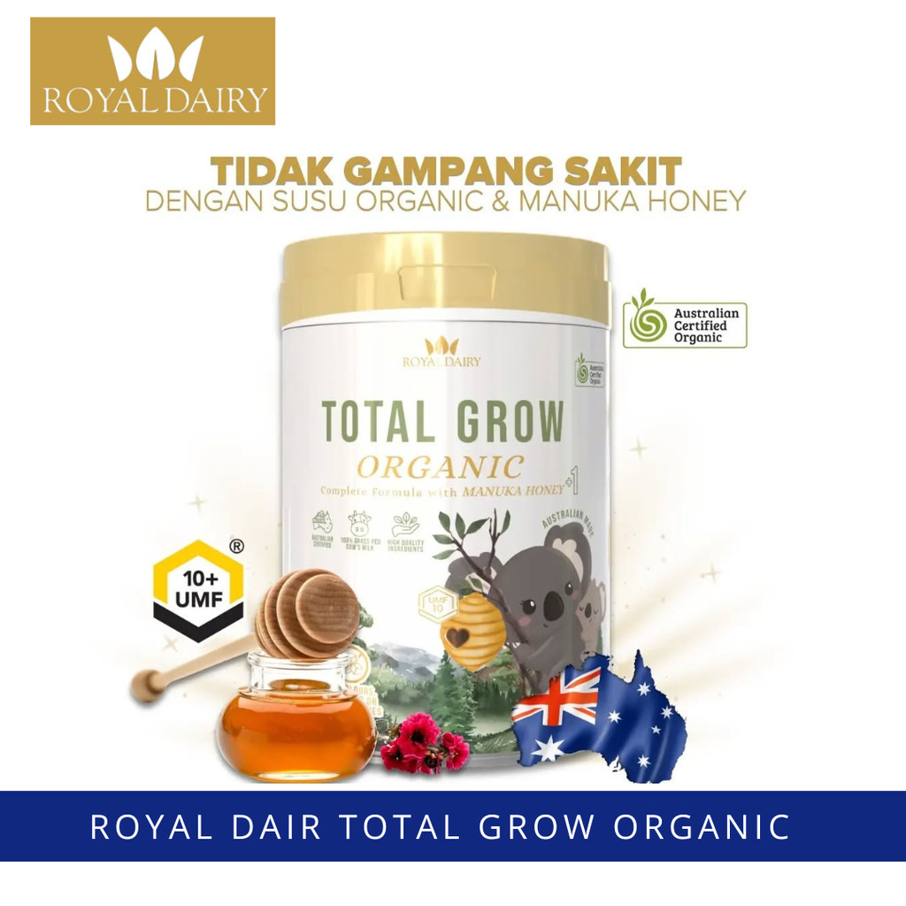 Jual Royal Dairy Total Grow Organic 800 Gram Susu Pertumbuhan Anak 1-12 ...