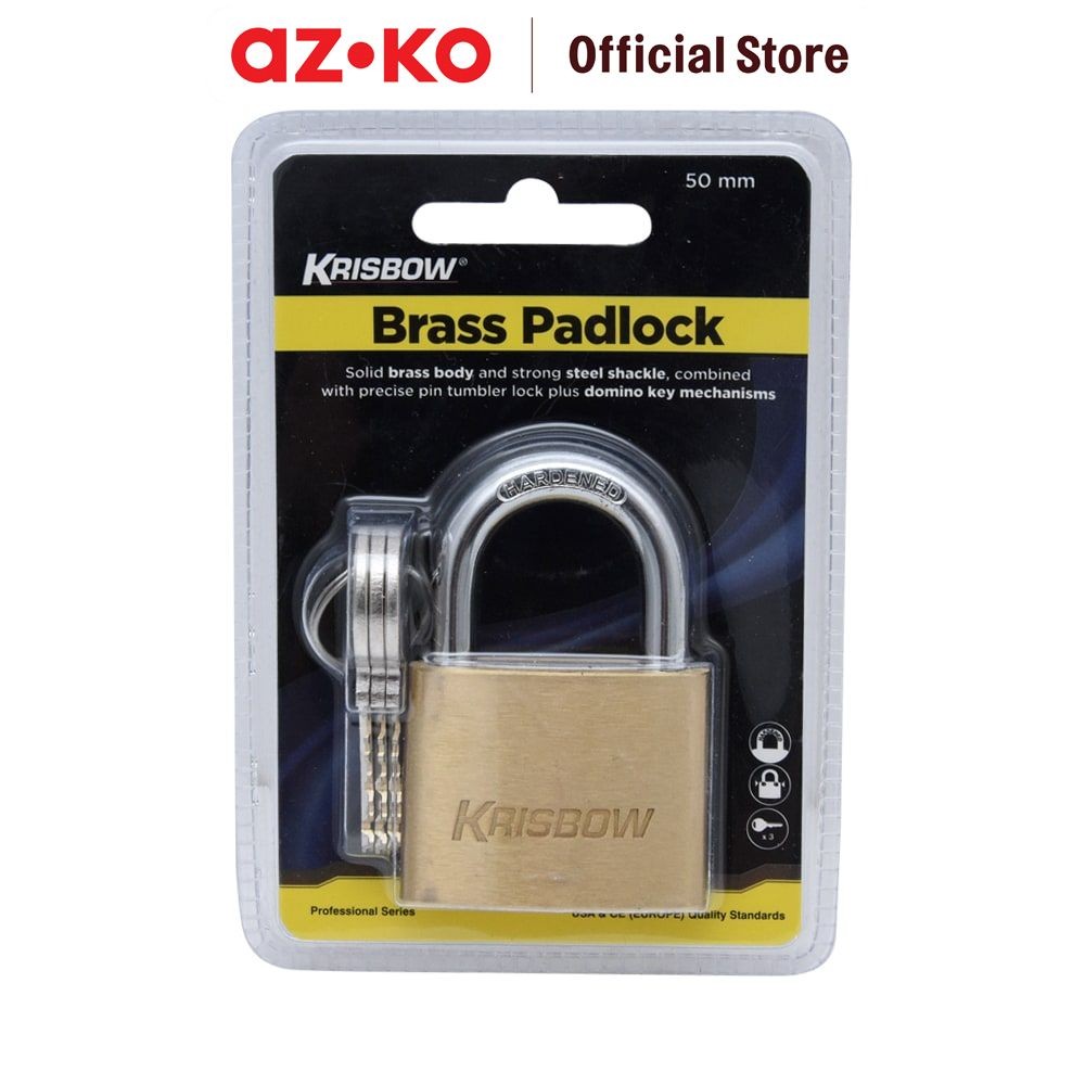 Jual AZKO Krisbow Gembok Kuningan 5 cm Steel Padlock Besi Gembok Pintu ...