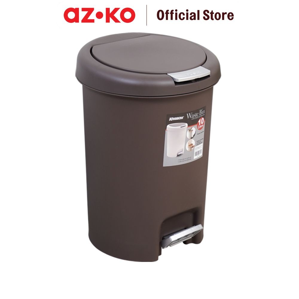 Jual AZKO Tempat Sampah 10 ltr Plastik Round - Cokelat Tua Tong Sampah Pedal Wadah Pembuangan ...