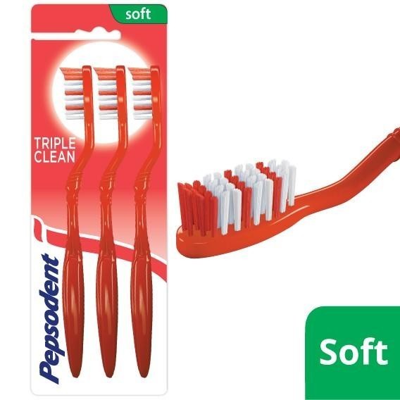 Jual PEPSODENT SIKAT GIGI TRIPLE CLEAN 4 PACK / 12 PCS ( 1 PACK ISI 3 ...