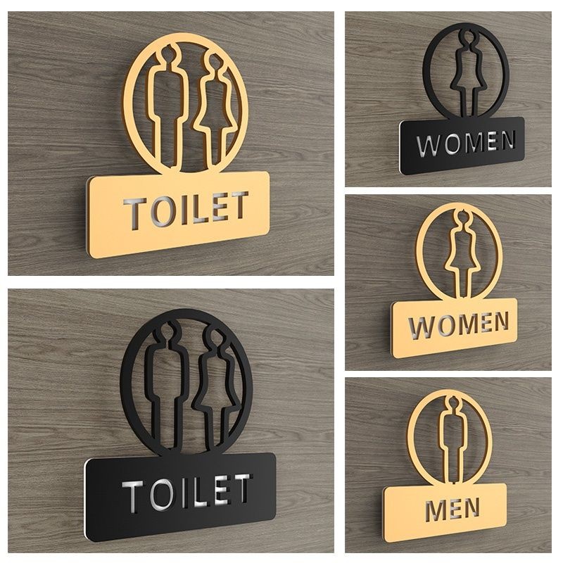Jual Acrylic Creative Modern Toilet Sign Bathroom Logo Washroom WC Door ...