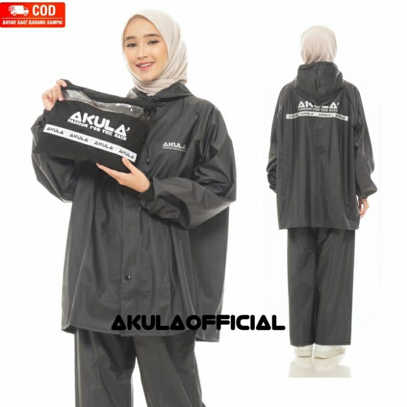 Jual RAINCOT, JAS HUJAN Pria Wanita Terbaik by AKULA Anti Rembes Hitam | Shopee Indonesia