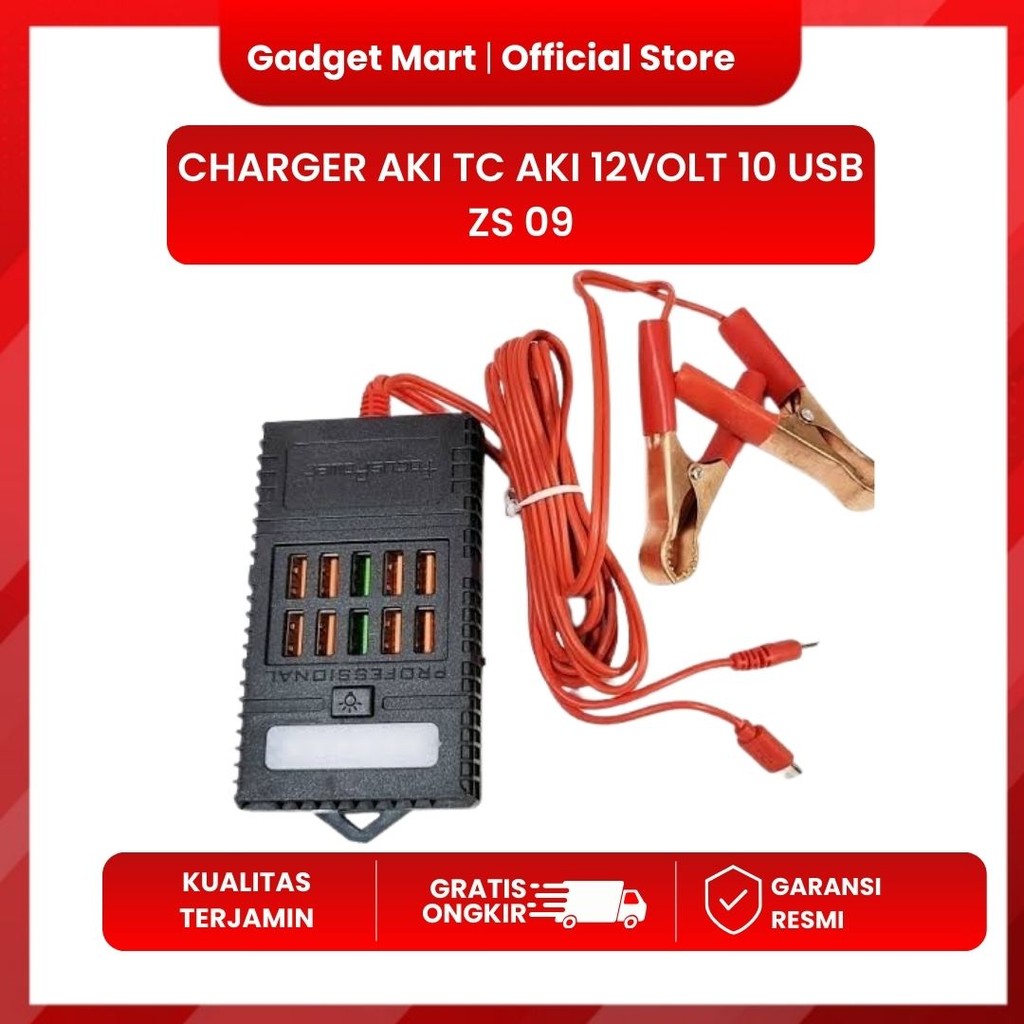 Jual CHARGER AKI TC AKI 12VOLT 10 USB ZS 09 | Shopee Indonesia