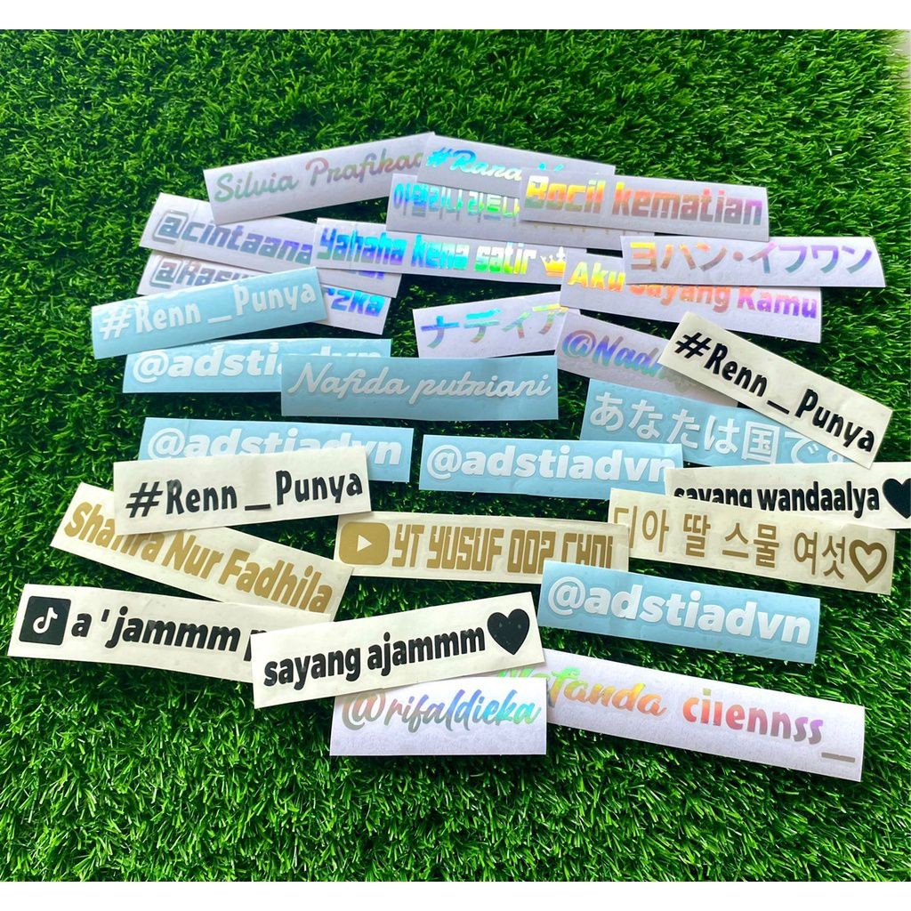 Jual stiker cutting nama, sticker custom nama hologram, stiker jepang ...