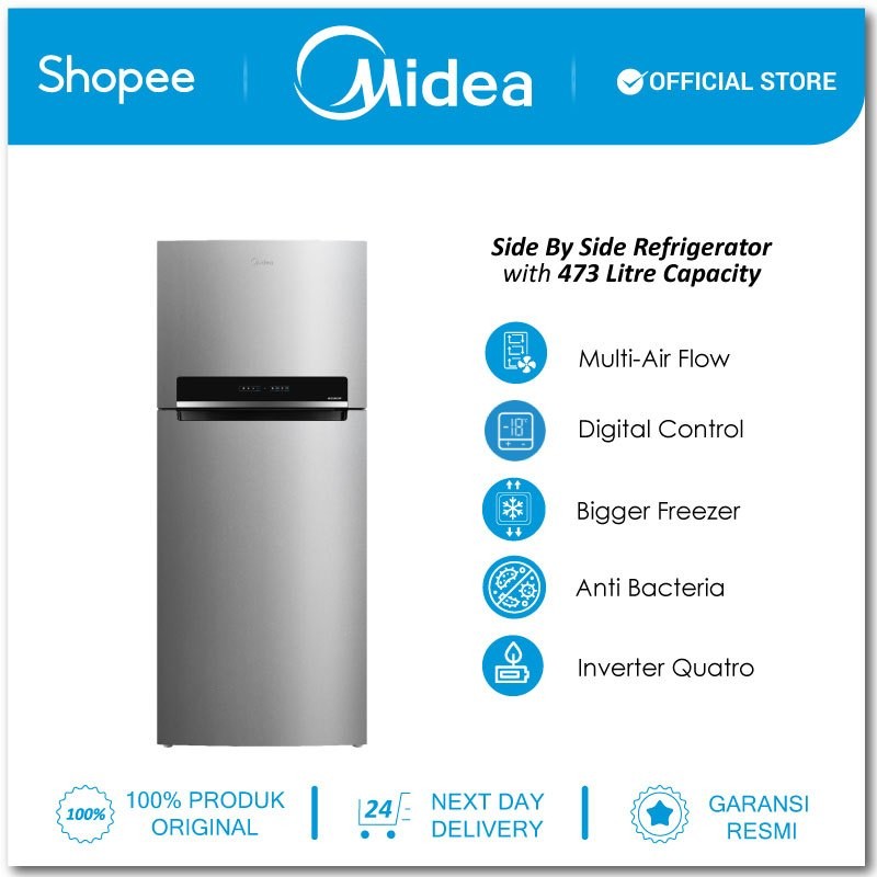 Jual Midea Kulkas 2 Pintu 473L Inverter Hemat Listrik Freezer Besar ...