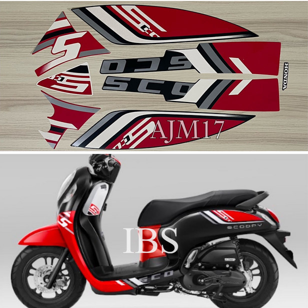 Jual STRIPING STANDAR HONDA SCOOPY 2022 2023 MERAH HITAM POLET STIKER ...