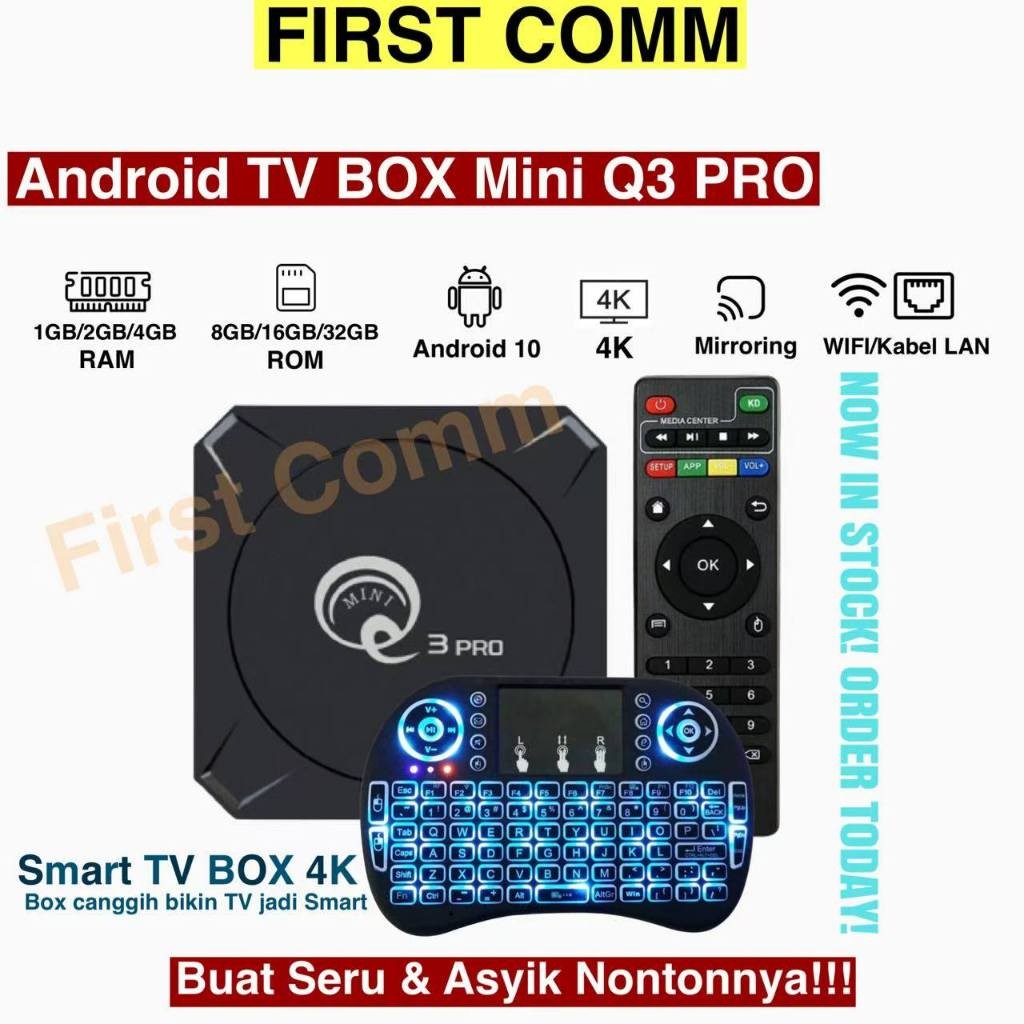 Jual First Comm Android TV BOX Mini Q3 PRO Smart TV Box 4K | Shopee Indonesia
