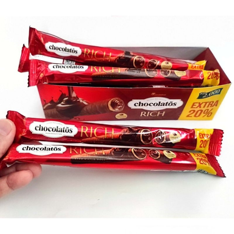 Jual CHOCOLATOS RICH COATED WAFER ROLL DUS ISI 12PCS COKLAT MAKANAN ...