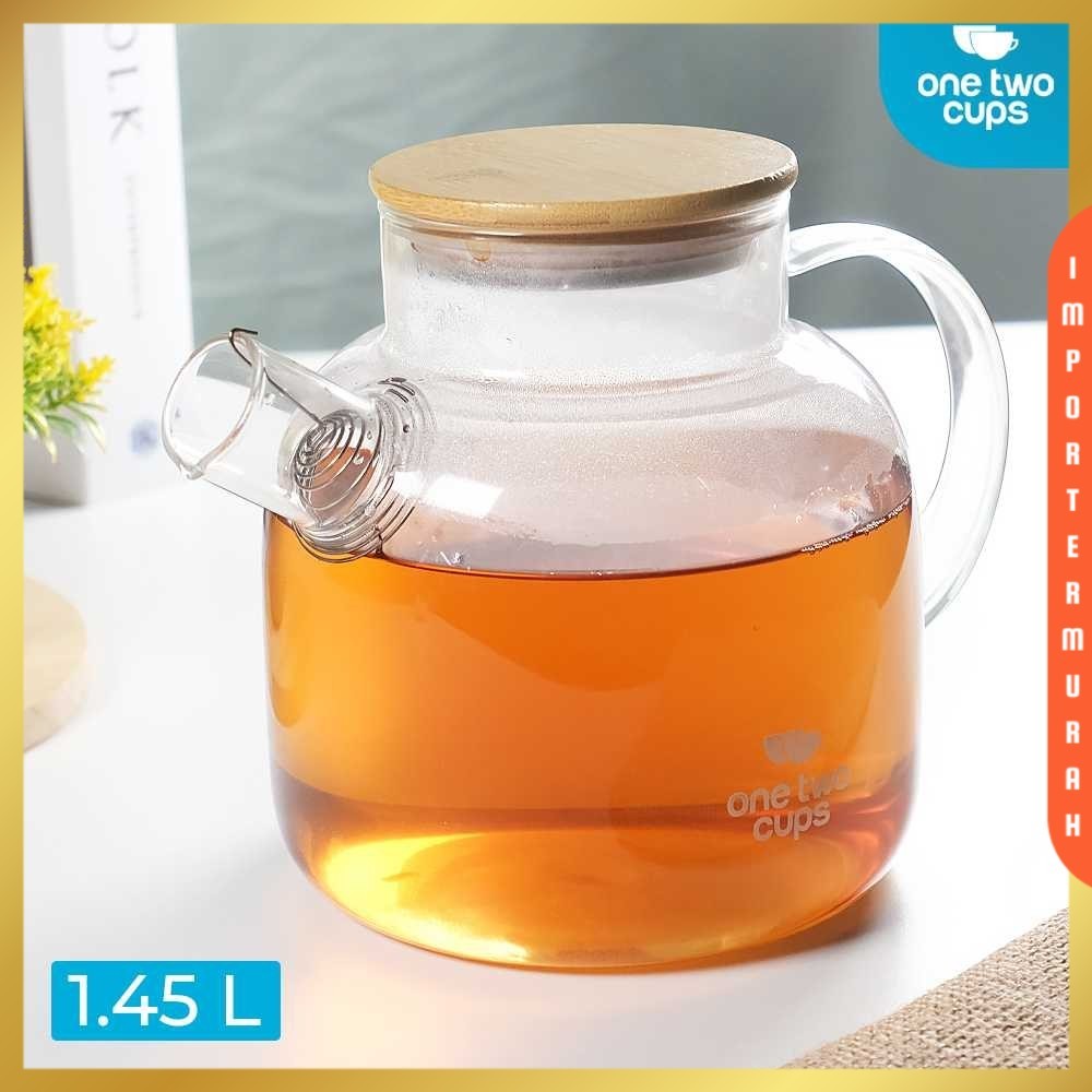 Jual One Two Cups Teko Kaca Teh Pitcher Tahan Panas api Borosilicate 1.45L - BR-384 | Shopee ...