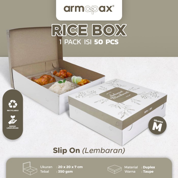 Jual Paper Rice Box / Kotak Nasi / Box Nasi [Slip On] 1 Pack Isi 50 Pcs ...