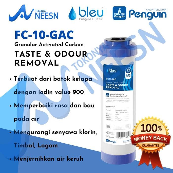 Jual cartridge Filter air penguin BLEU & EUBY 10 in GAC ( coconut ...