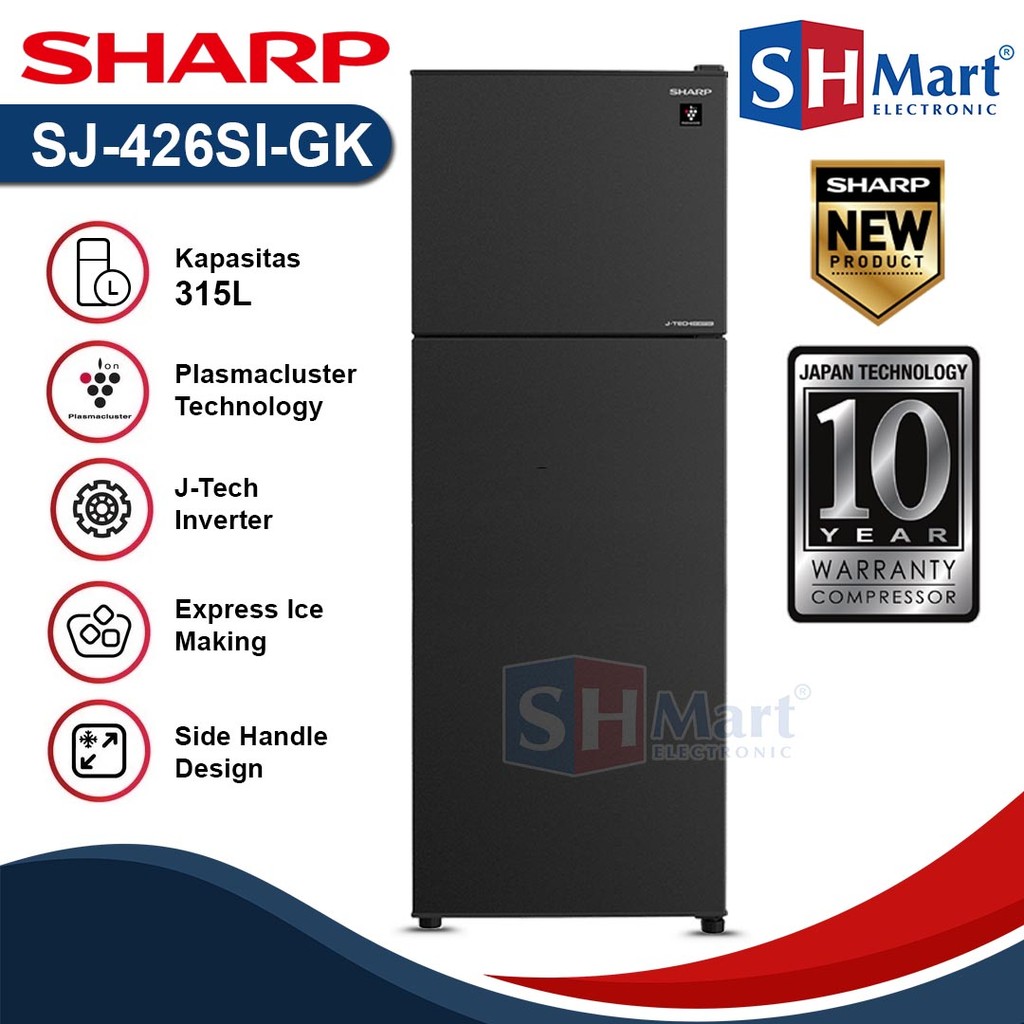Jual Sharp Kulkas 2 Pintu 338 Liter SJ-426GI-MK Shine J-Tech Inverter Series SJ426GIMK Garansi ...