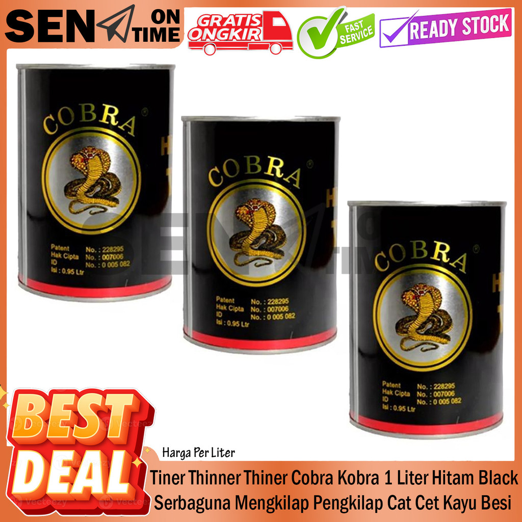 Jual Tiner Thiner Tinner Tener Thinner Cobra Kobra Hitam Kaleng 1l 0 ...