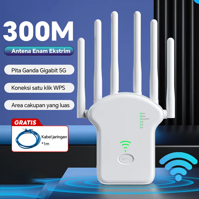 Jual WiFi Repeater Wireless WiFi Signal Repeater High Gain 6 Antenna ...