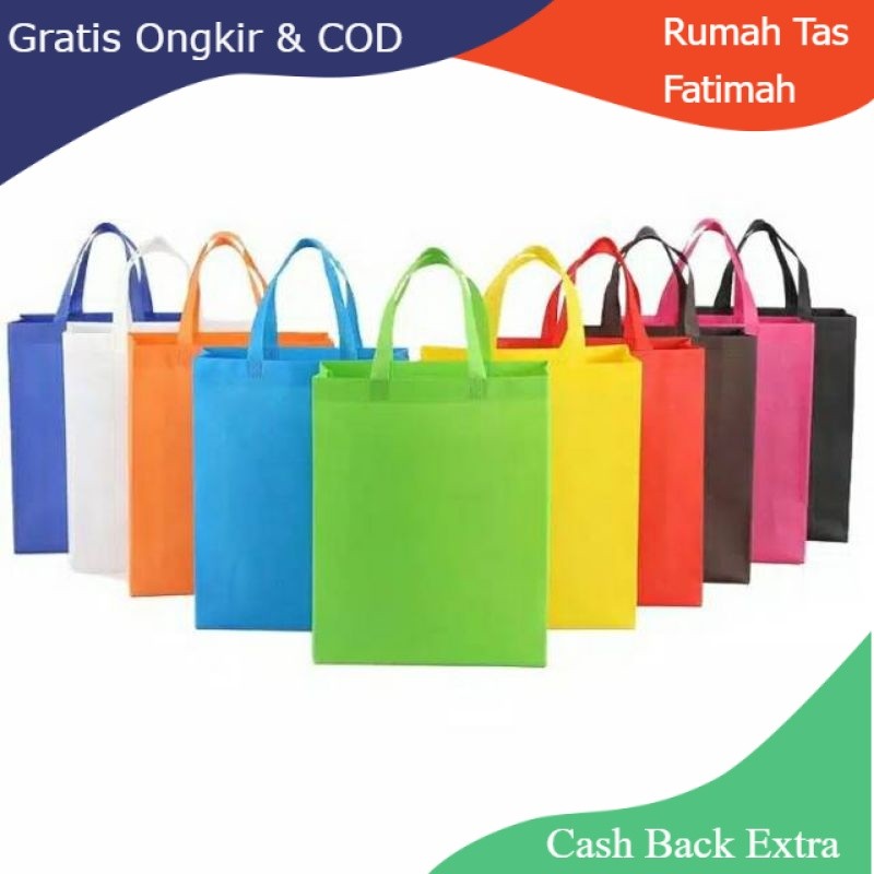 Jual Promo TAS SPUNBOND POLOS UKURAN 38X45X18 CM / TAS KAIN SPUNBOND ...