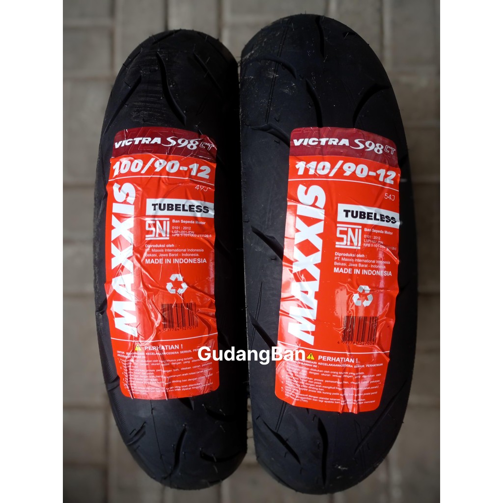 Jual ( CT - RING 12 ) PAKET 2 BAN - VICTRA CT !!! 100 90 12 dan 110 90 12 MAXXIS S98 TUBELESS ...