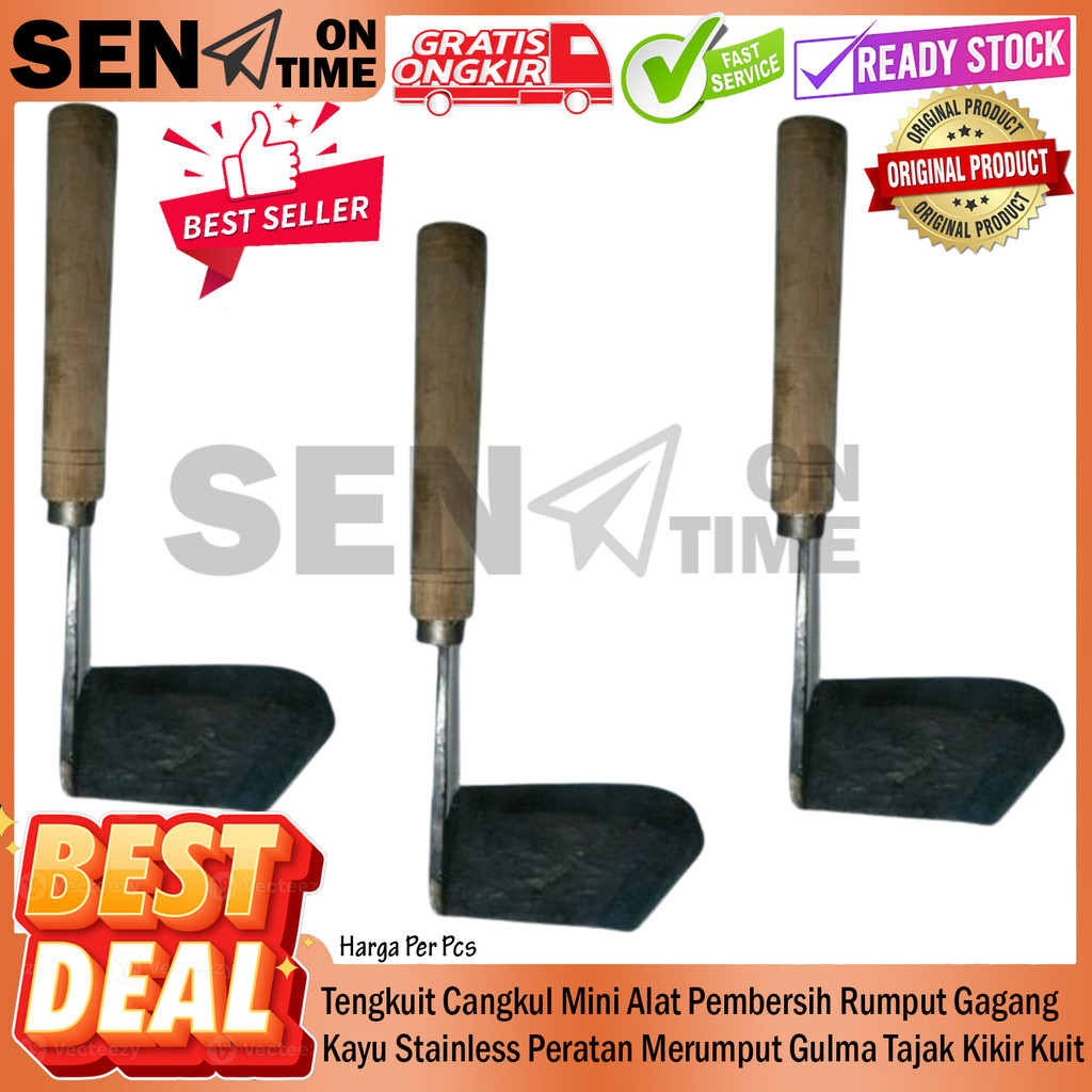 Jual Tengkuit Cangkul Mini Alat Pembersih Rumput Gagang Kayu Besi ...