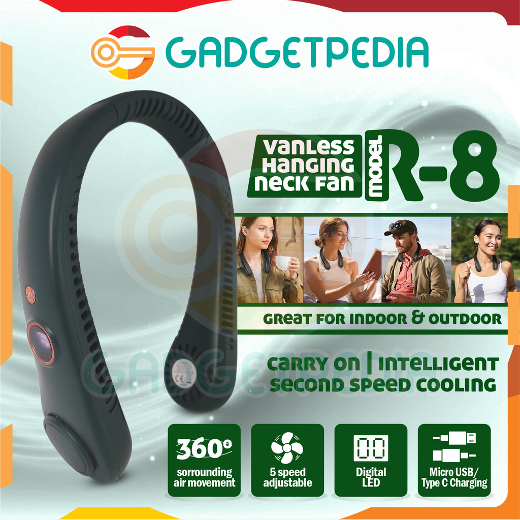 Jual Neck Fan Vaneless R8 Kipas Leher Sport Portable USB Type-C 5x ...