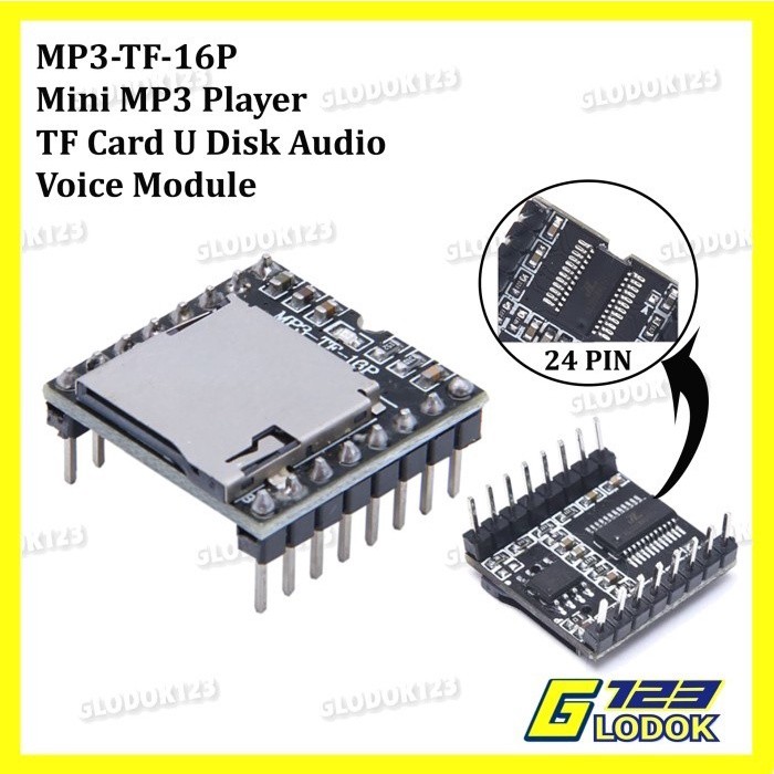 Jual DFPlayer DF Player Mini MP3 Module Audio Voice TF SD Card MP3-TF-16P | Shopee Indonesia