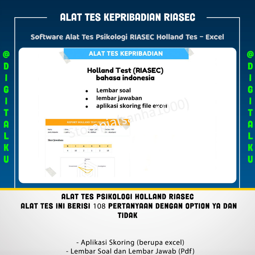 Jual Software Alat Tes Psikologi RIASEC Holland Tes - Excel | Shopee ...