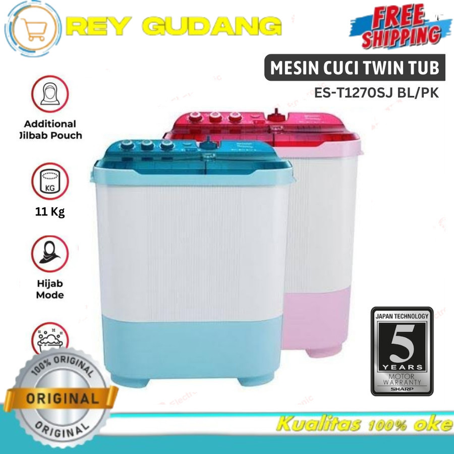 Jual Mesin Cuci Sharp 2 Tabung 12 KG type EST 1270 SJ GARANSI RESMI ...