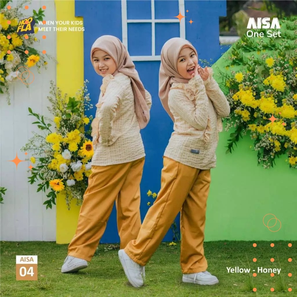 Jual HOOFLA Setelan Baju & Celana Anak Perempuan Umur 3 - 12 Tahun Aisa One Set | Shopee Indonesia