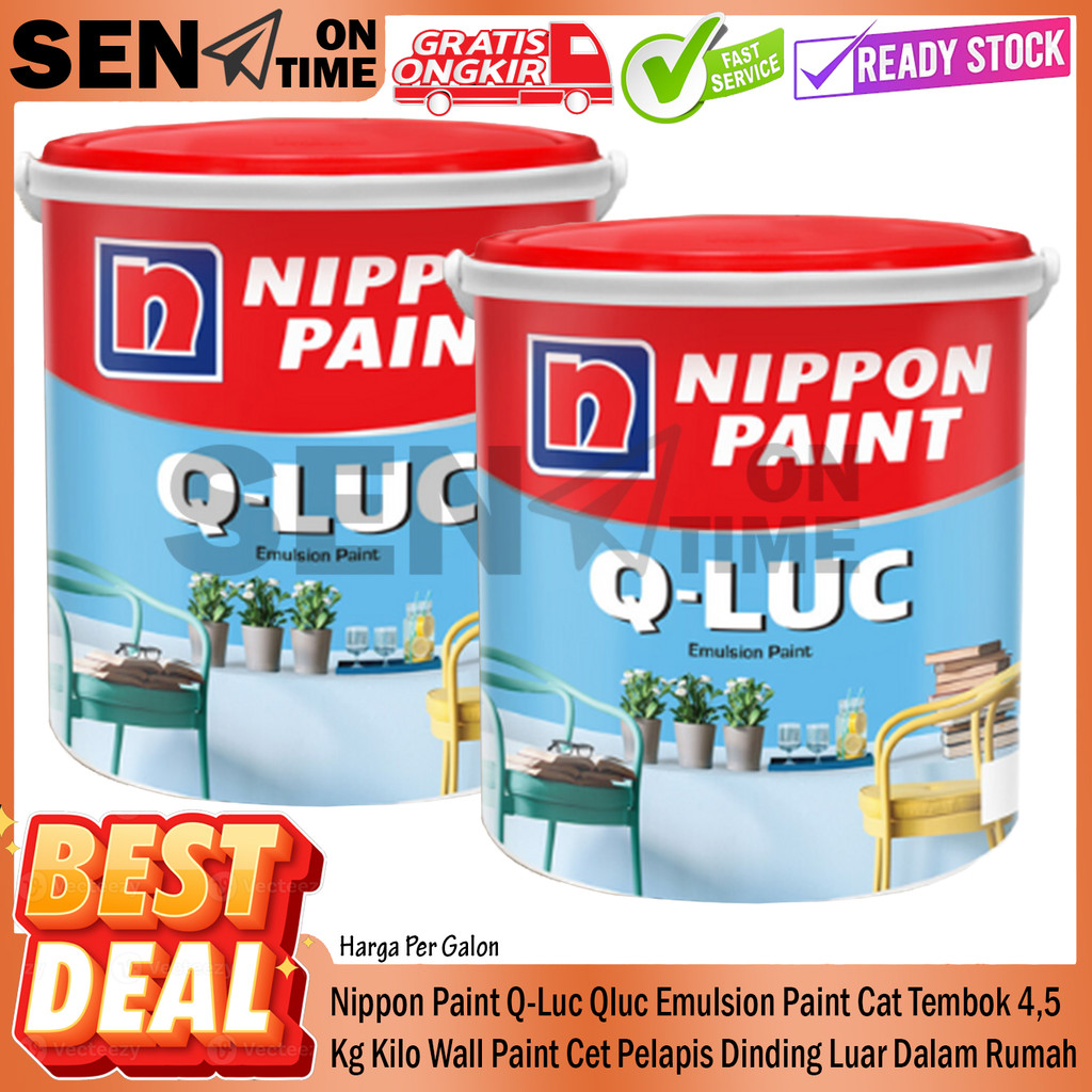 Jual Nippon Paint Q-Luc Qluc 4,5 Kg Wall Paint Emulsion Paint Cat ...