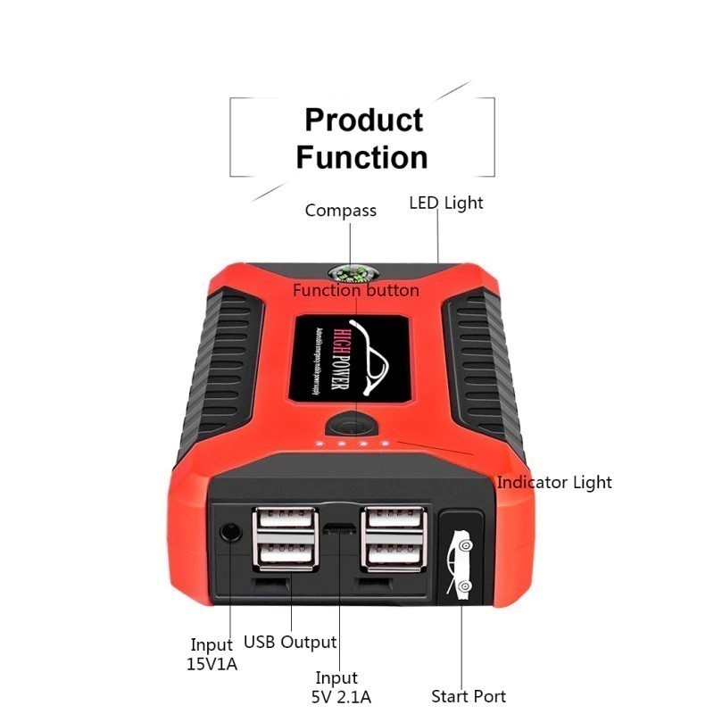 Jual Power Jump Aki Starter 12V 4 Port USB - PowerBank -multi-function ...