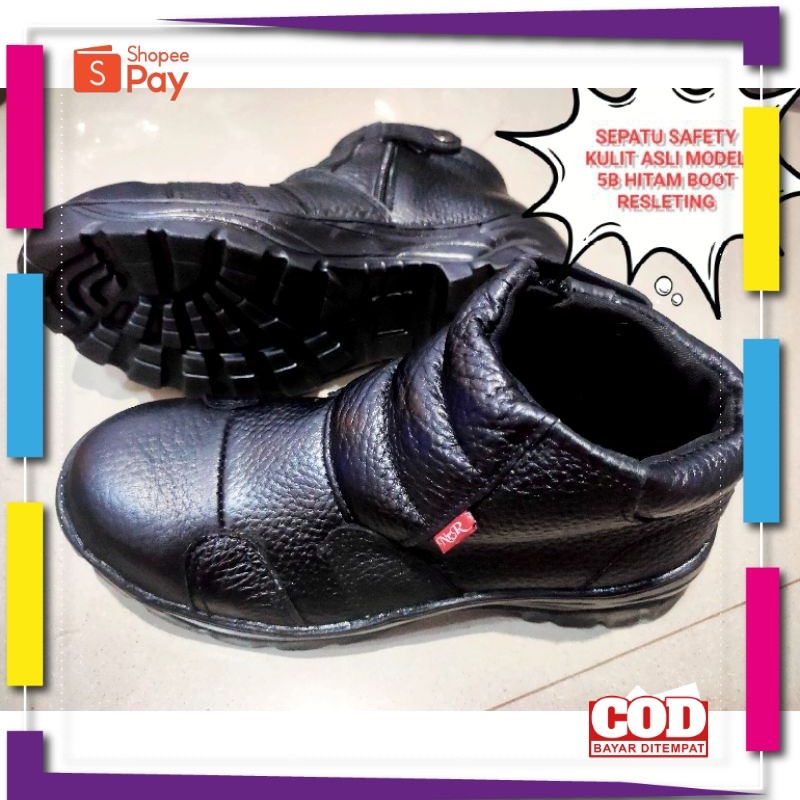 Jual [PREMIUM ORIGINAL] Sepatu safety BOOT RESLETING kulit sapi asli ...