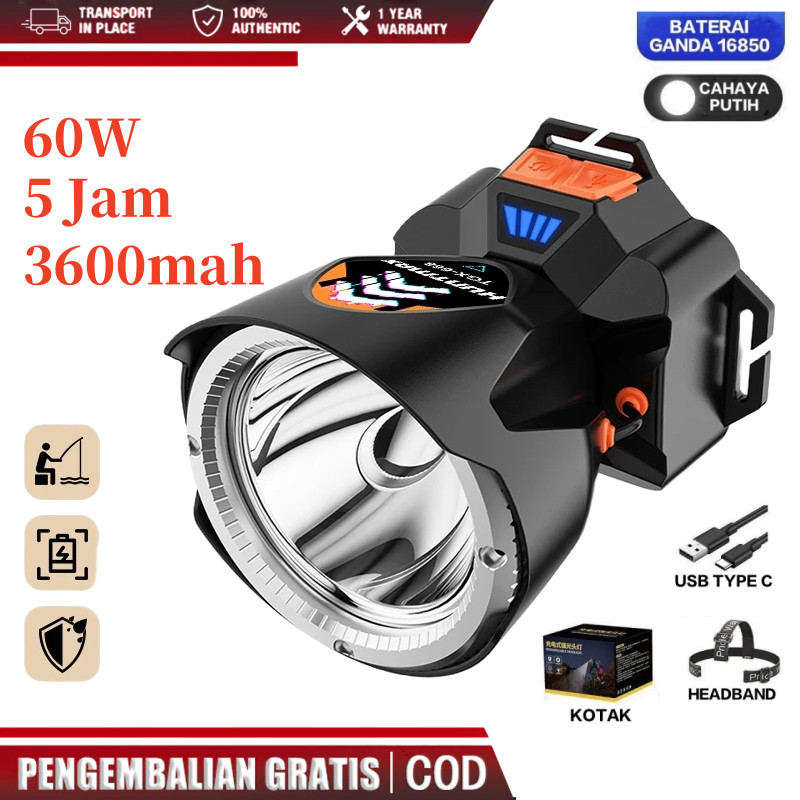 Jual Lampu Senter Kepala /Senter Kepala Cahaya Jarak iradiasi ultra panjang 3600mAh | Shopee ...