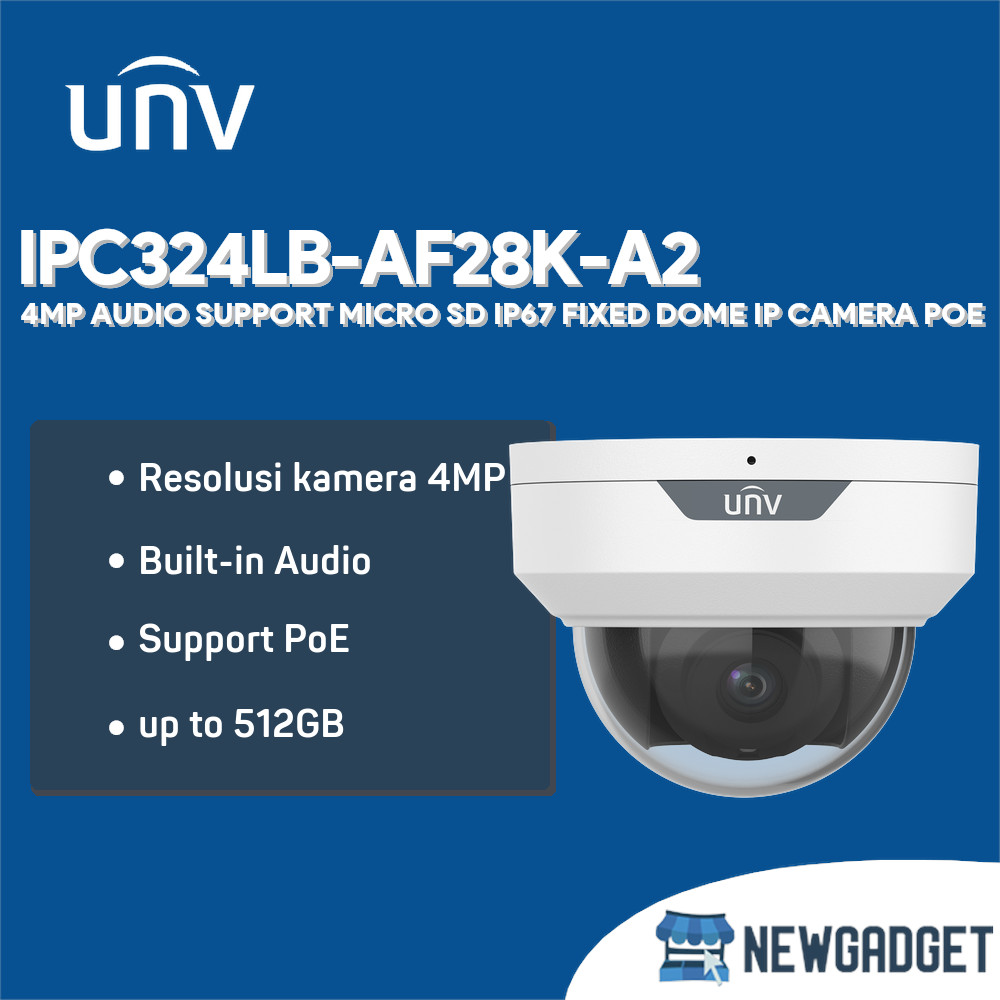 Jual UNV IPC324LB-AF28K-A2 4MP AUDIO SUPPORT MICRO SD IP67 FIXED DOME IP CAMERA POE | Shopee ...