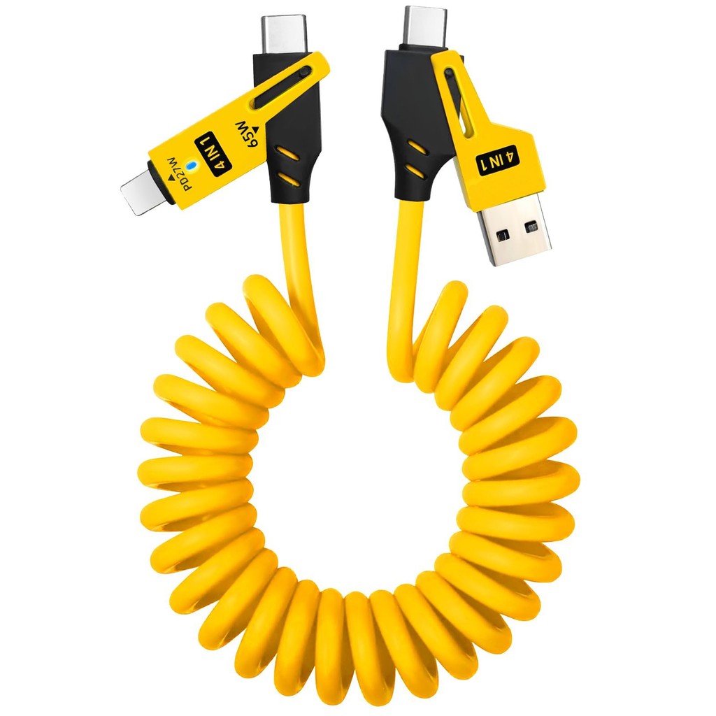Jual 4 in 1 PD 27W 65W Fast Charging Spring Cable USB Type C To Type C ...