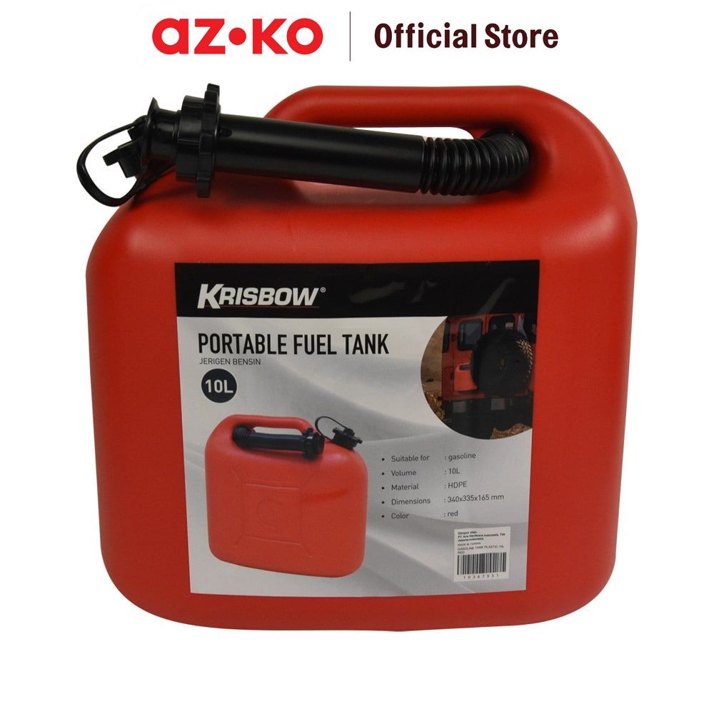 Jual AZKO Krisbow 10 ltr Jerigen Bensin Plastik - Merah Tempat Bensin ...