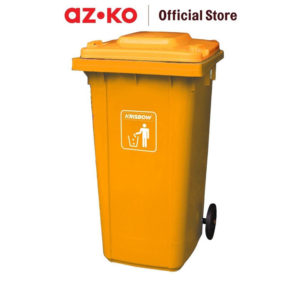 Jual AZKO Krisbow 240 ltr Tempat Sampah Plastik Outdoor - Kuning Tong Sampah Wadah Pembuangan ...