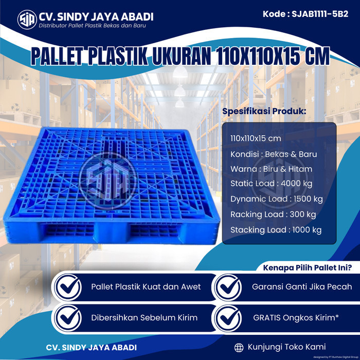 Jual Pallet Plastik Bekas Ukuran 110x110x15 cm - SJAB1111-5B2 / Pallet ...