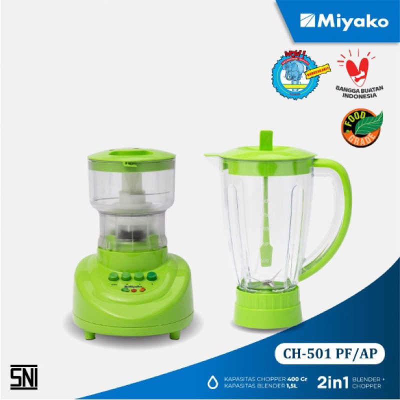 Jual Blender Chopper MIYAKO CH-501 PF/AP 2in1 1.5L 1.5Liter Gelas Plastik Blender & Chopper ...