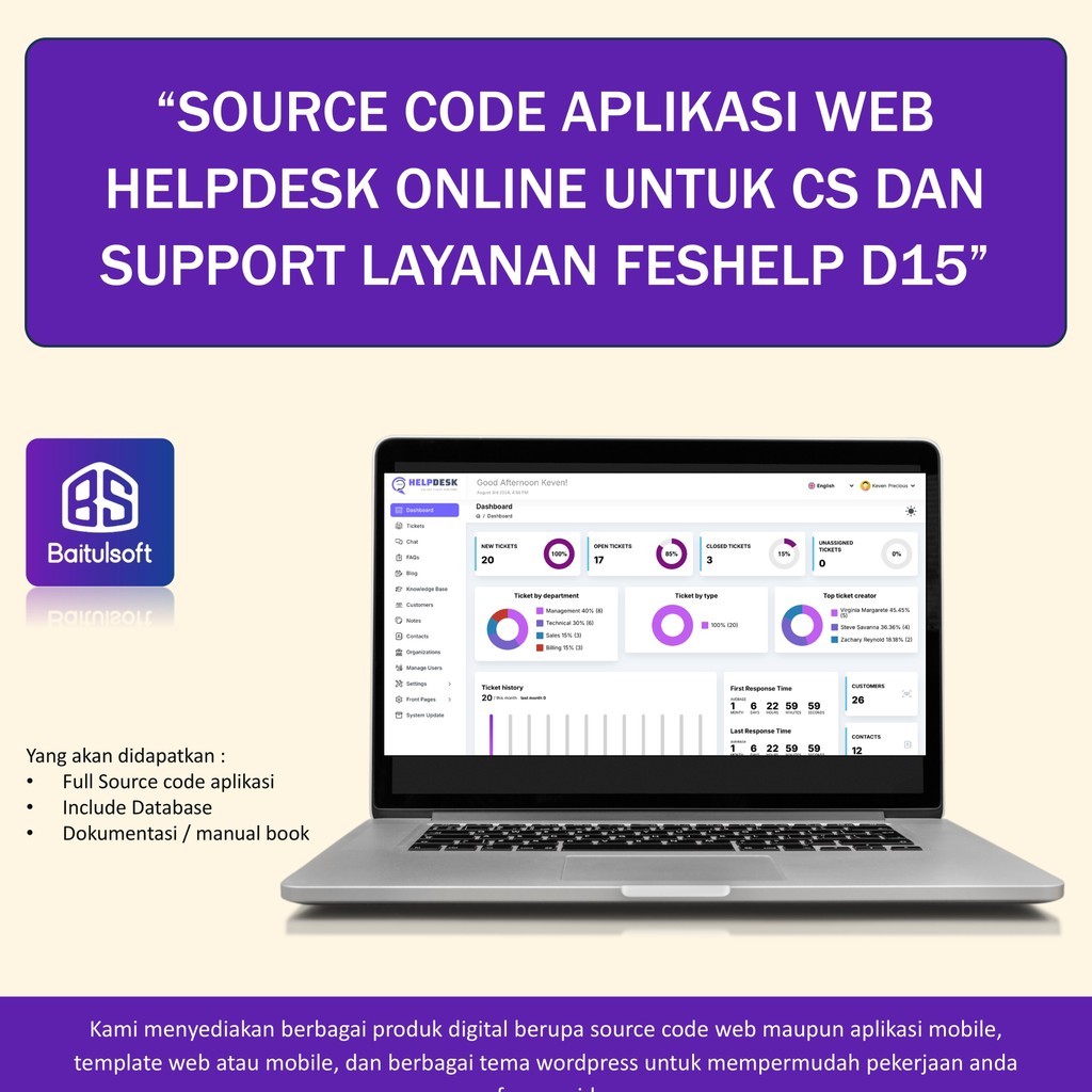 Jual SOURCE CODE APLIKASI WEB HELPDESK ONLINE UNTUK CS DAN SUPPORT ...