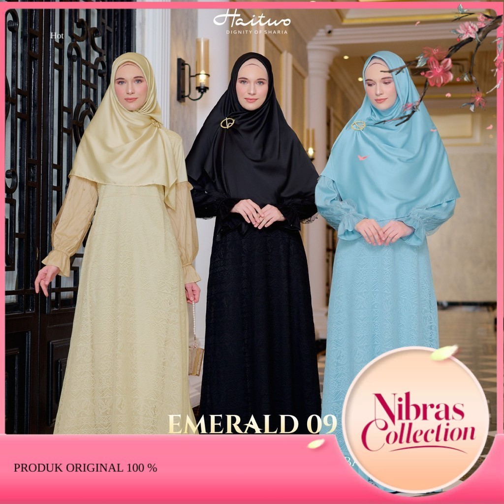 Jual Nibras - Gamis Emerald 009 by Nibras Original 100% Bahan Satin Mix ...